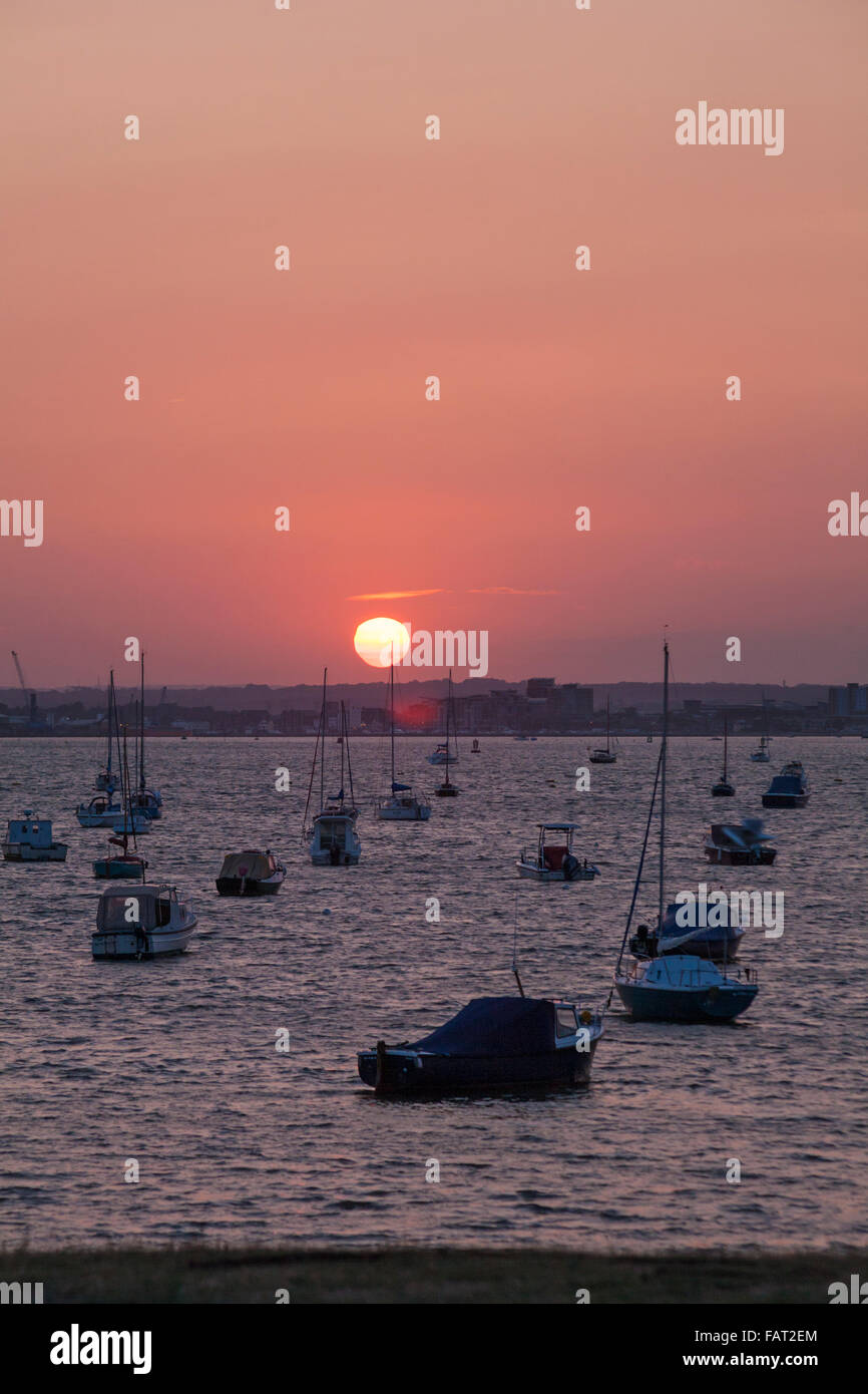 Stunning sunset at Sandbanks looking over Poole Harbour in July Stock ...
