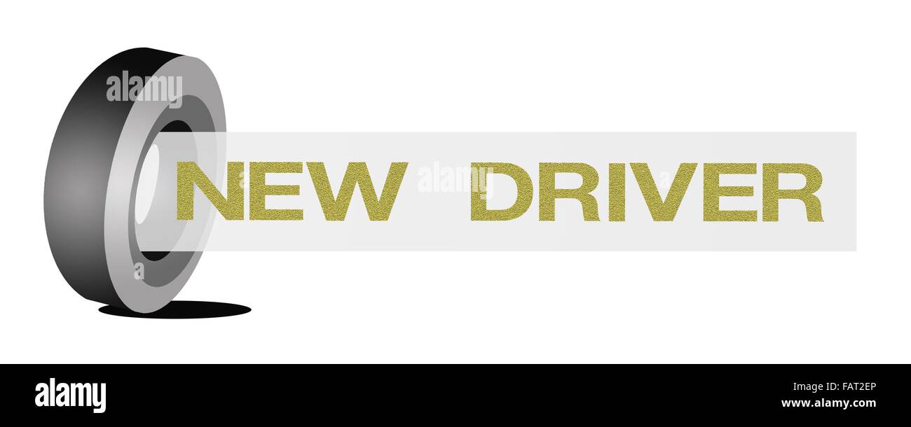 A Shiny Golden Sticker with The Tires and Word "NEW DRIVER" for Driver ...