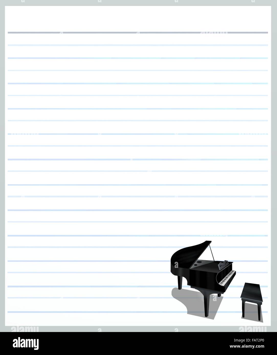 Hand Drawing of A Beautiful Grand Piano on A Blank Grey Lined Paper ...