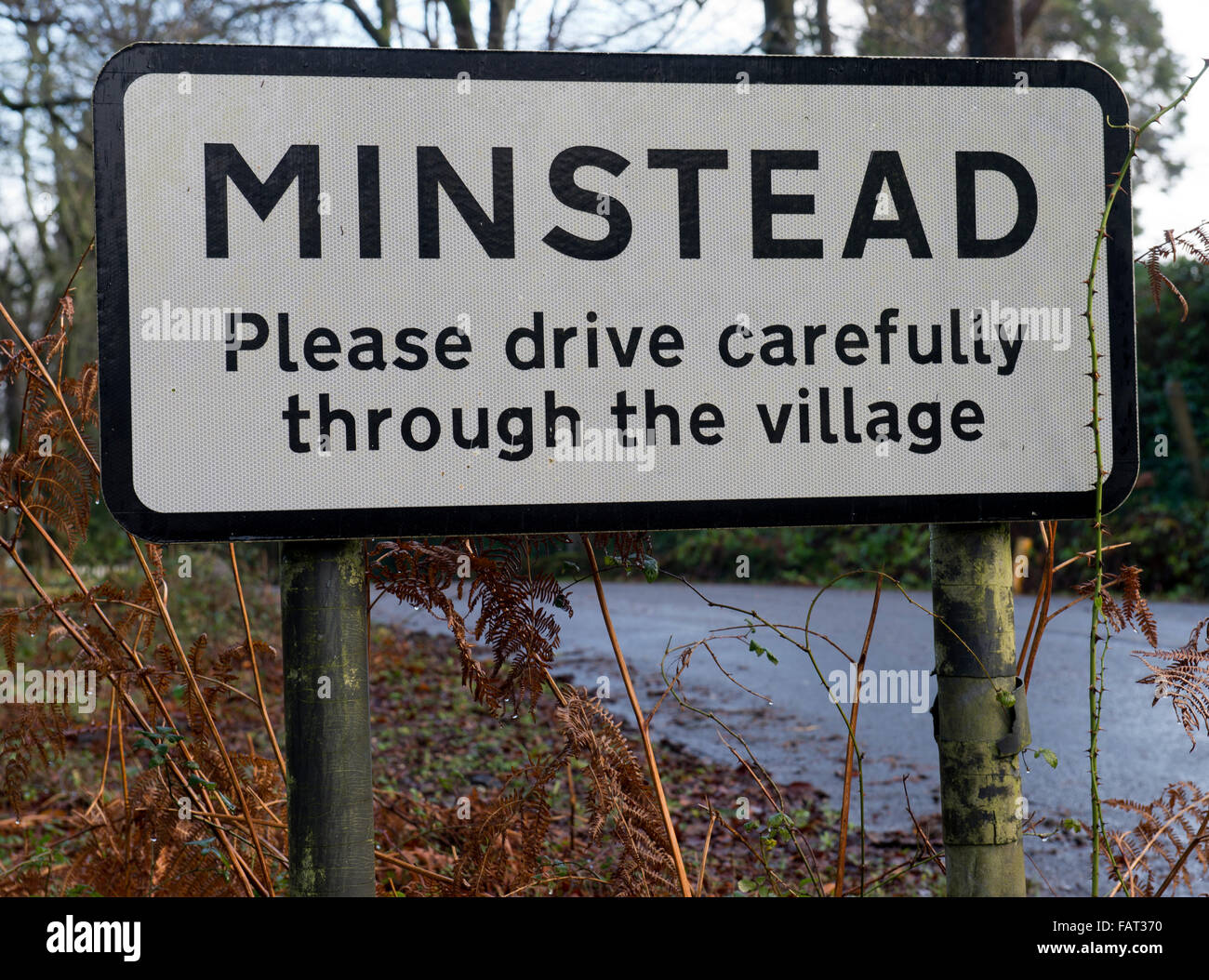 Minstead Village welcome to sign, New Forest, Hampshire, England, UK ...