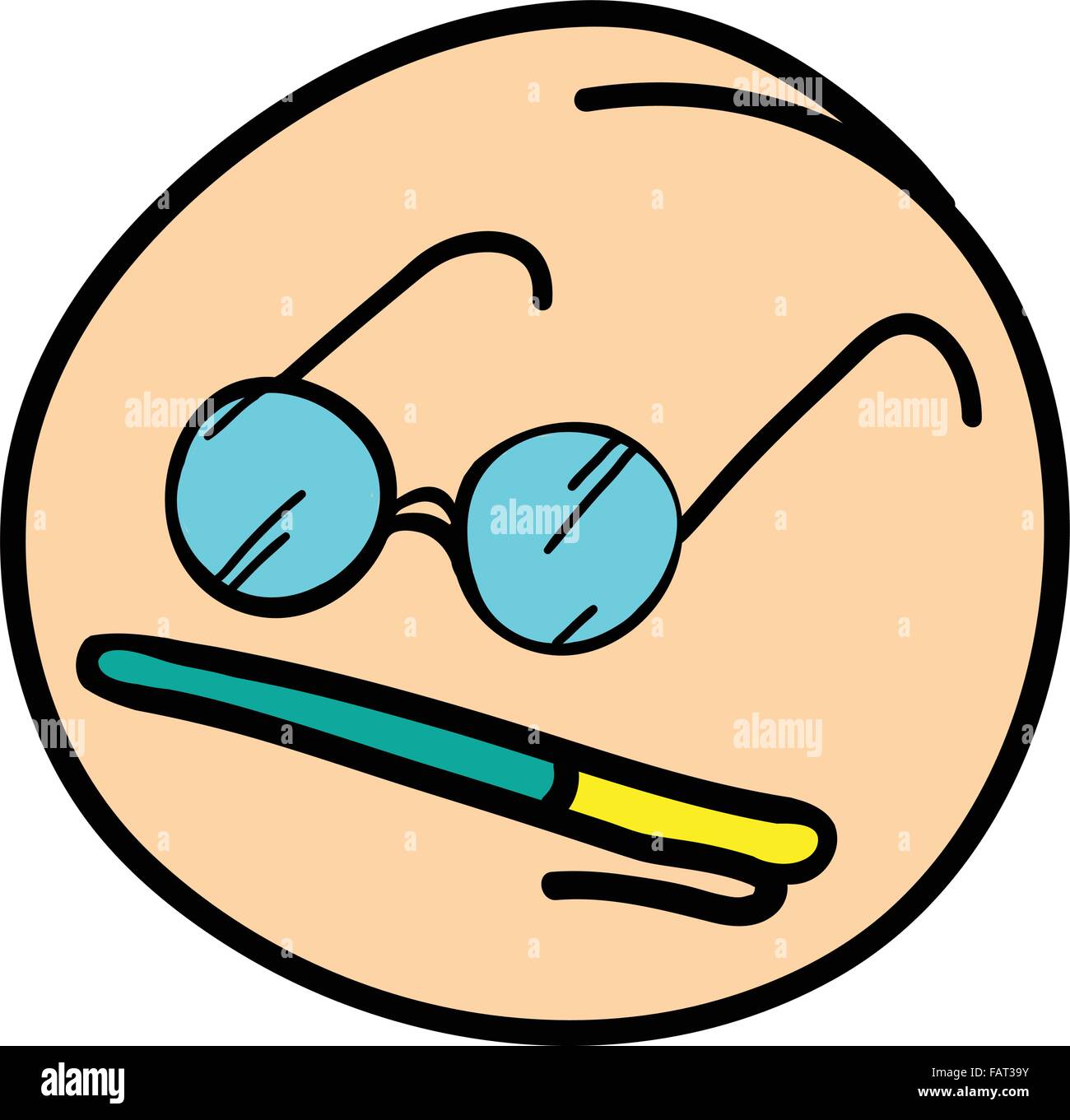 Office Supply, A Cartoon Illustration of A Pen And Pair of Glasses in ...