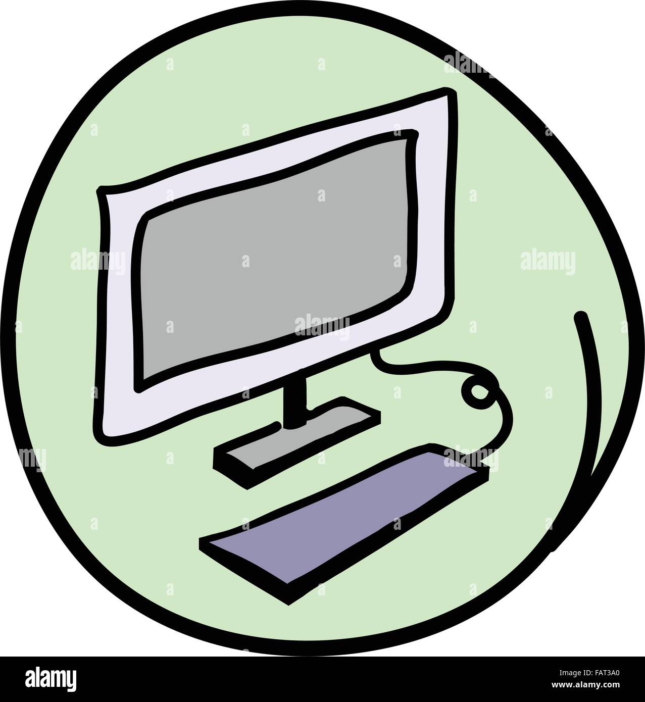 Office Supply, A Cartoon Illustration of Desktop Personal Computer in ...