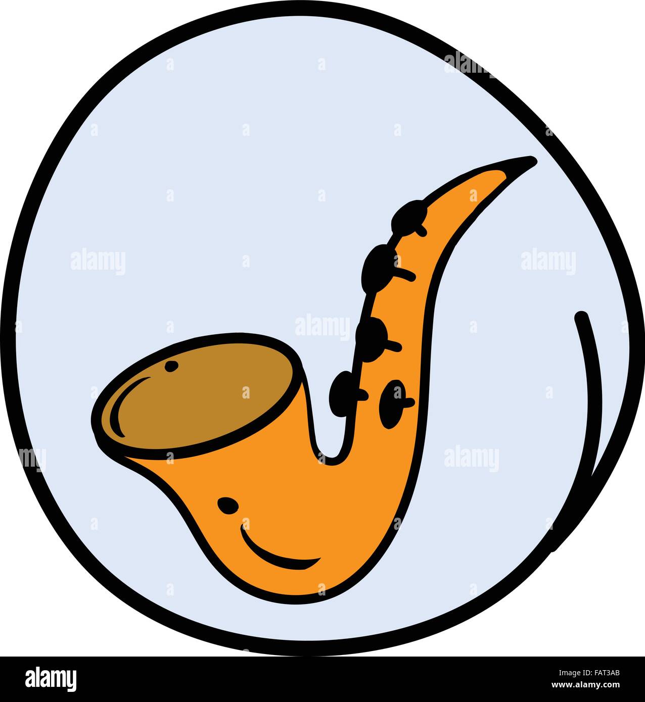 Musical Instruments , A Cartoon Illustration of A Saxophone in Light ...