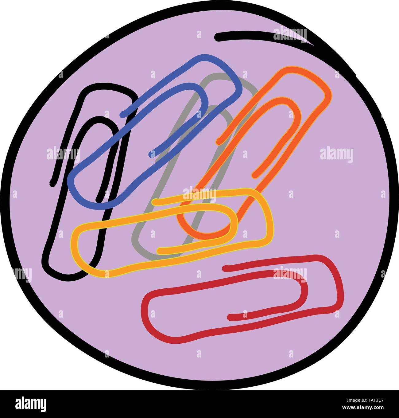 Office Supplies, A Cartoon Illustration of Colorful Paper Clips Icon in ...