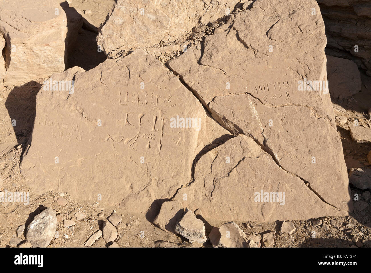 Inscriptions at Vulture Rock at entrance to Wadi Hellal, el Kab ...