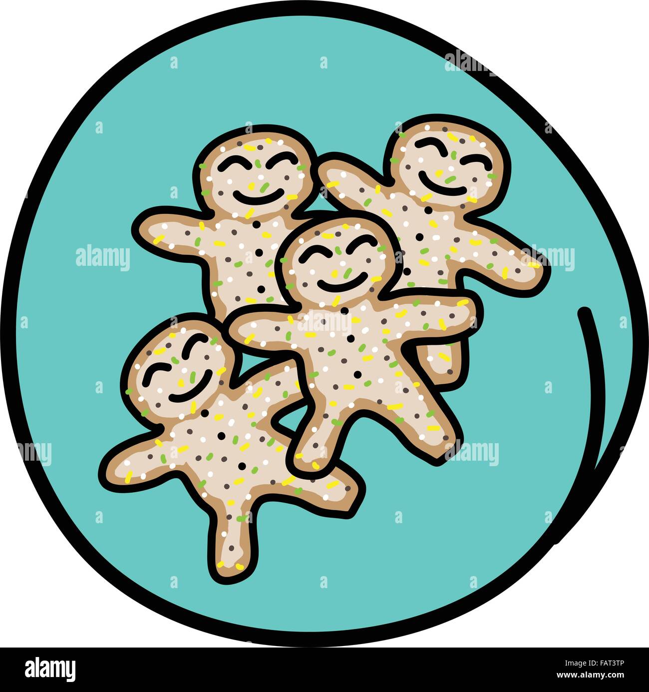 Food and Bakery, A Cartoon Illustration Stack of Christmas Gingerbread ...