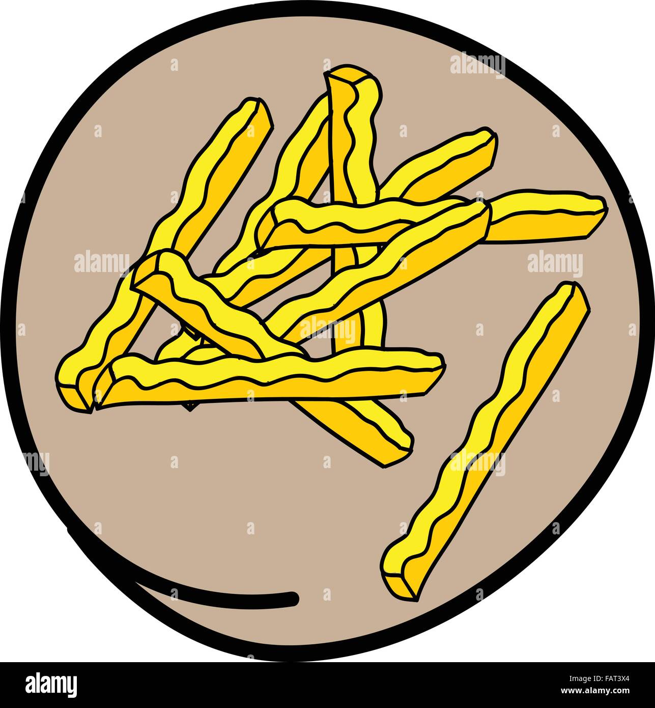 Fast Food, A Cartoon Illustration of A Golden Pile of French Fries Icon ...