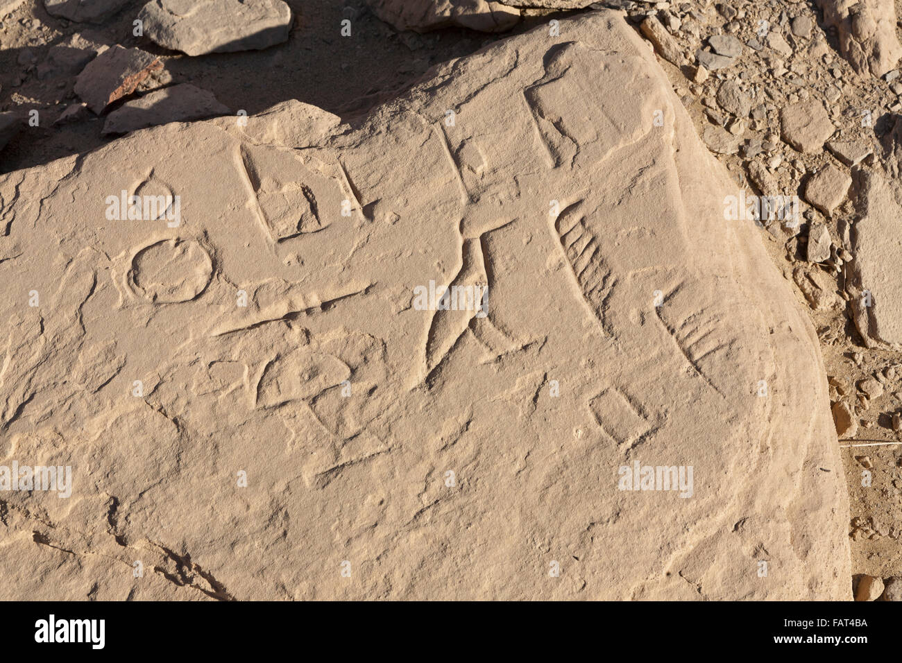 Inscriptions at Vulture Rock at entrance to Wadi Hellal, el Kab ...