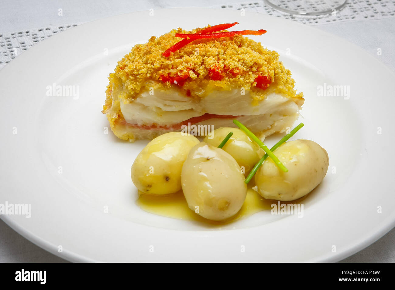Fresh Fish Gourmet Dinner, with great details and colors Stock Photo ...