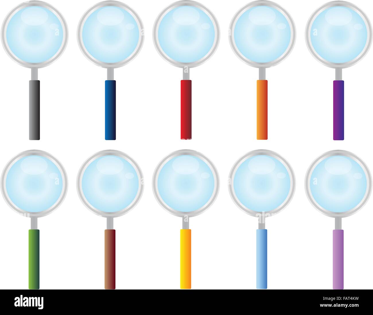 An Illustration Collection of Magnifying Glass with Ten Assorted ...