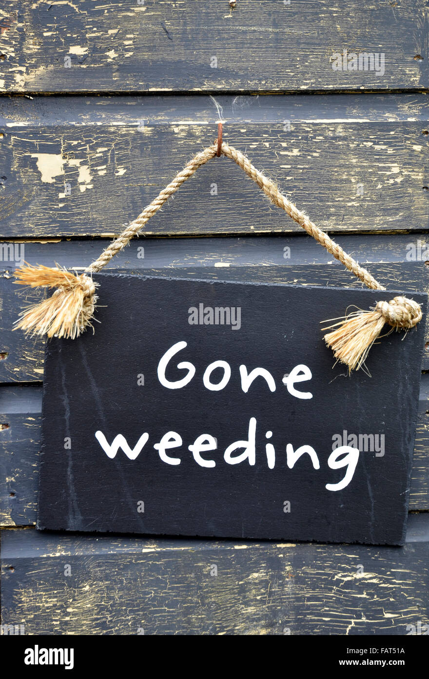 Gone weeding garden sign hi-res stock photography and images - Alamy