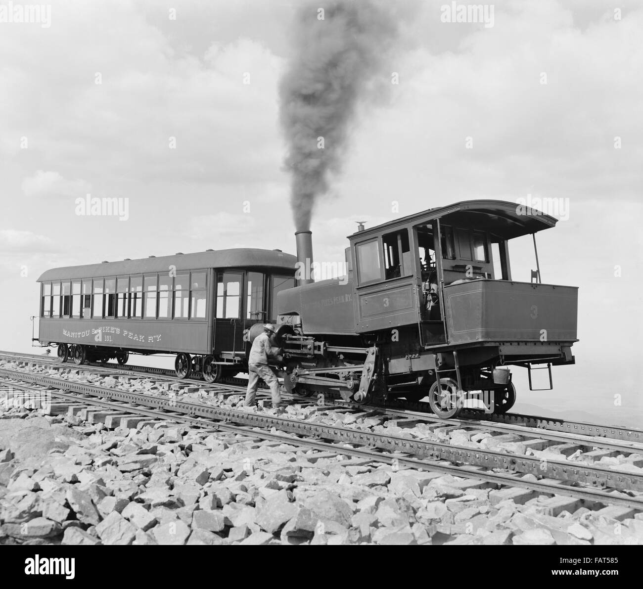 Cog Wheel Train, Manitou and Pikes Peak Railway, Colorado, USA, circa ...