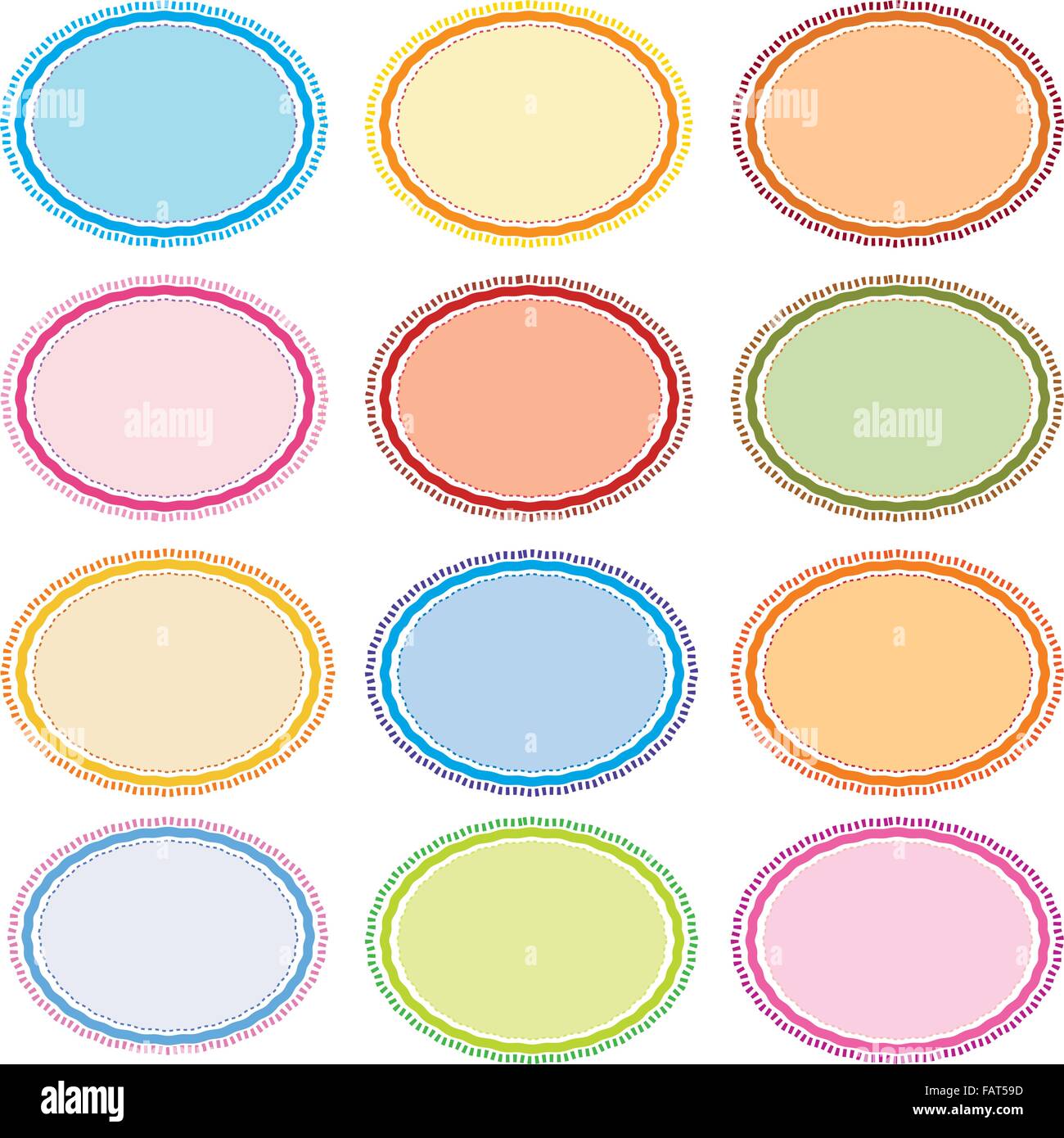 An Illustration Collection of Colorsful Retro Round and Oval Labels in ...