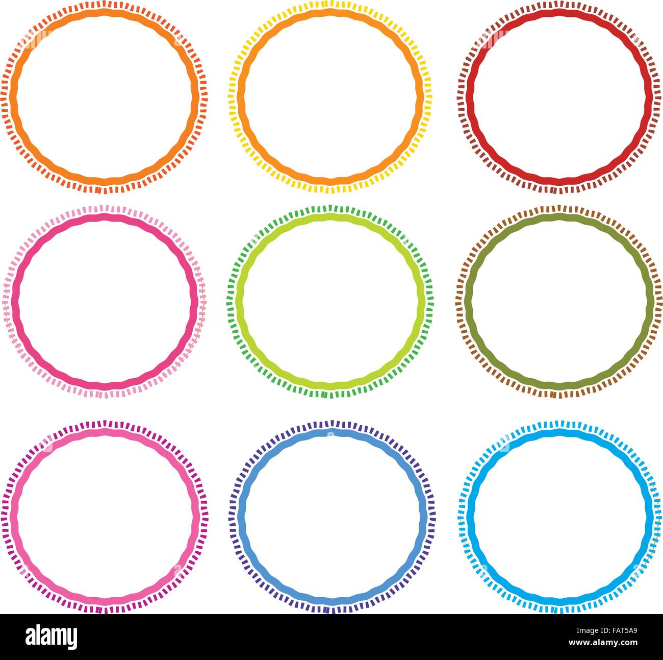 An Illustration Collection of Colorsful Retro Round Labels in Twelve ...