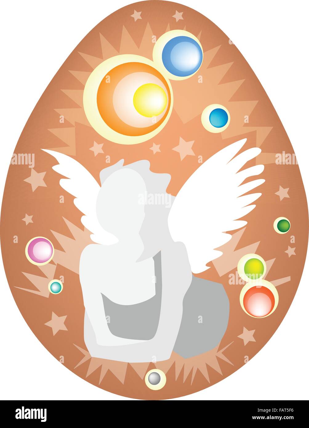 A Beautiful Angel Painted on Traditionally Easter Egg Background Stock ...