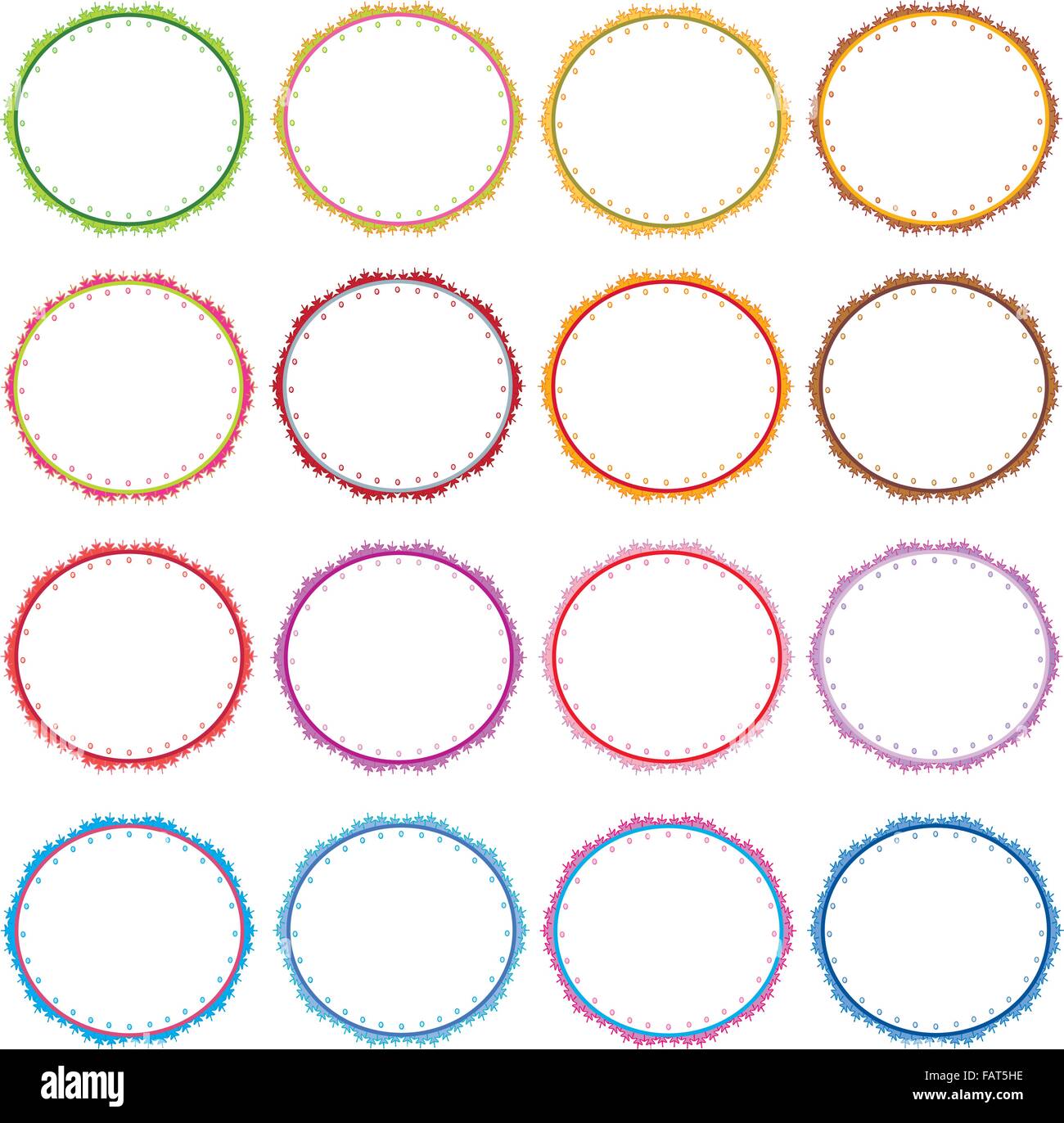 An Illustration Collection of Colorsful Retro and Vintage Round Labels ...