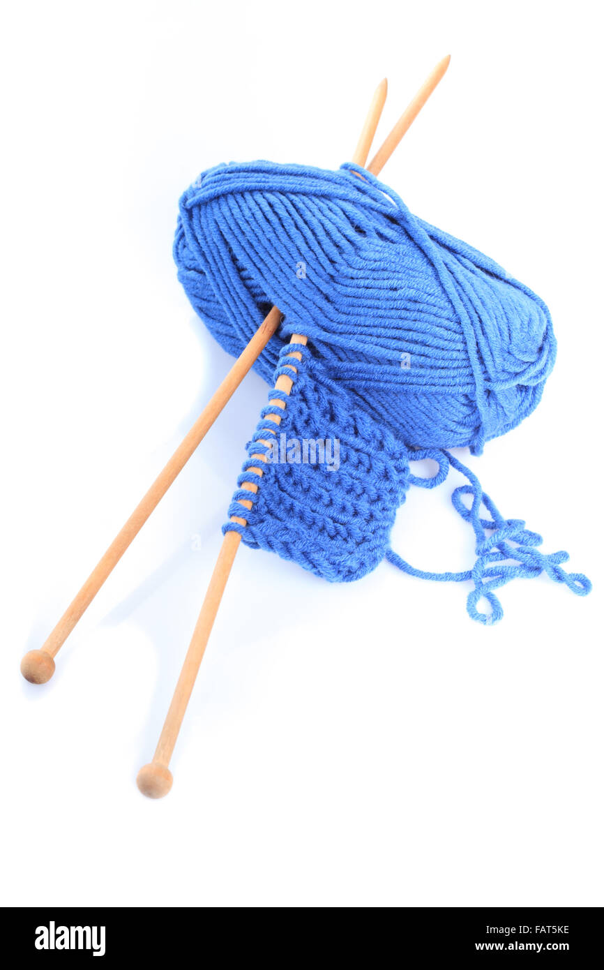 Blue knitting isolated Stock Photo - Alamy