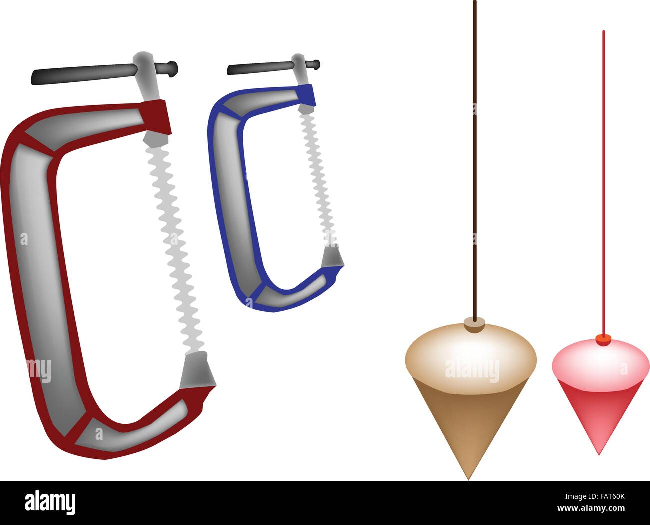 An Illustration Collection of Hand Tools for Construction, Plumb Bobs ...