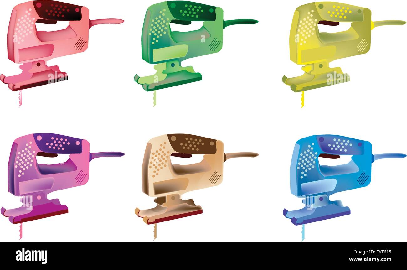 An Illustration Collection of Electrical Jigsaw Power Tool for Cutting ...