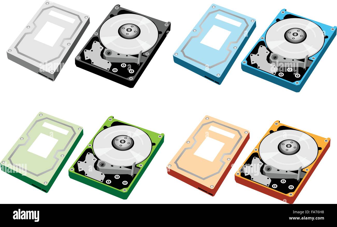 An Illustration Collection of Colorsful Computer Hard Disk Drive in ...