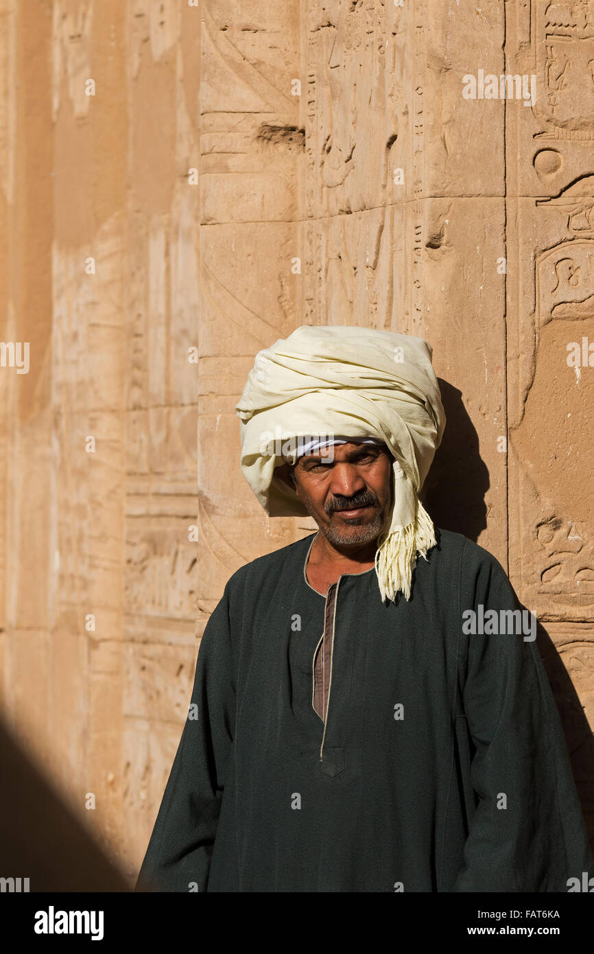 Egyptian keeper in the Temple of Edfu, dedicated to the falcon god ...