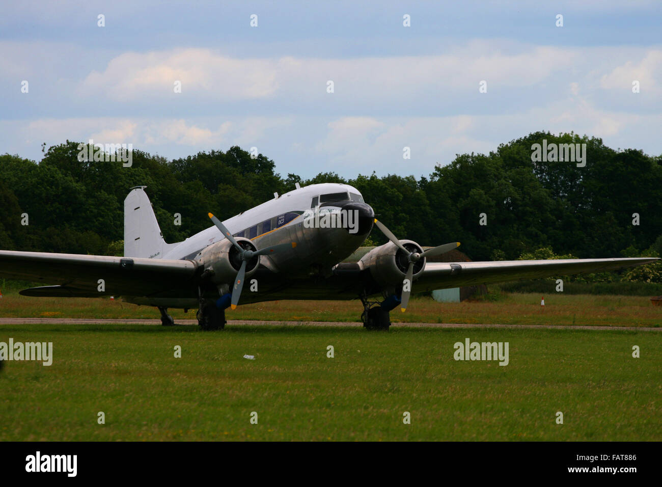 An old DC-3 at Dunsfold Aerodrome, England Stock Photo - Alamy