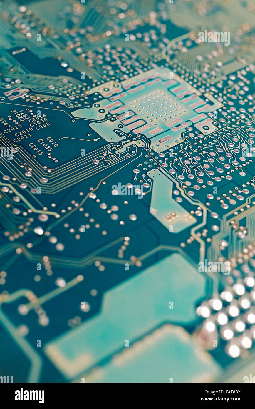 Green electronic circuit close-up Stock Photo - Alamy