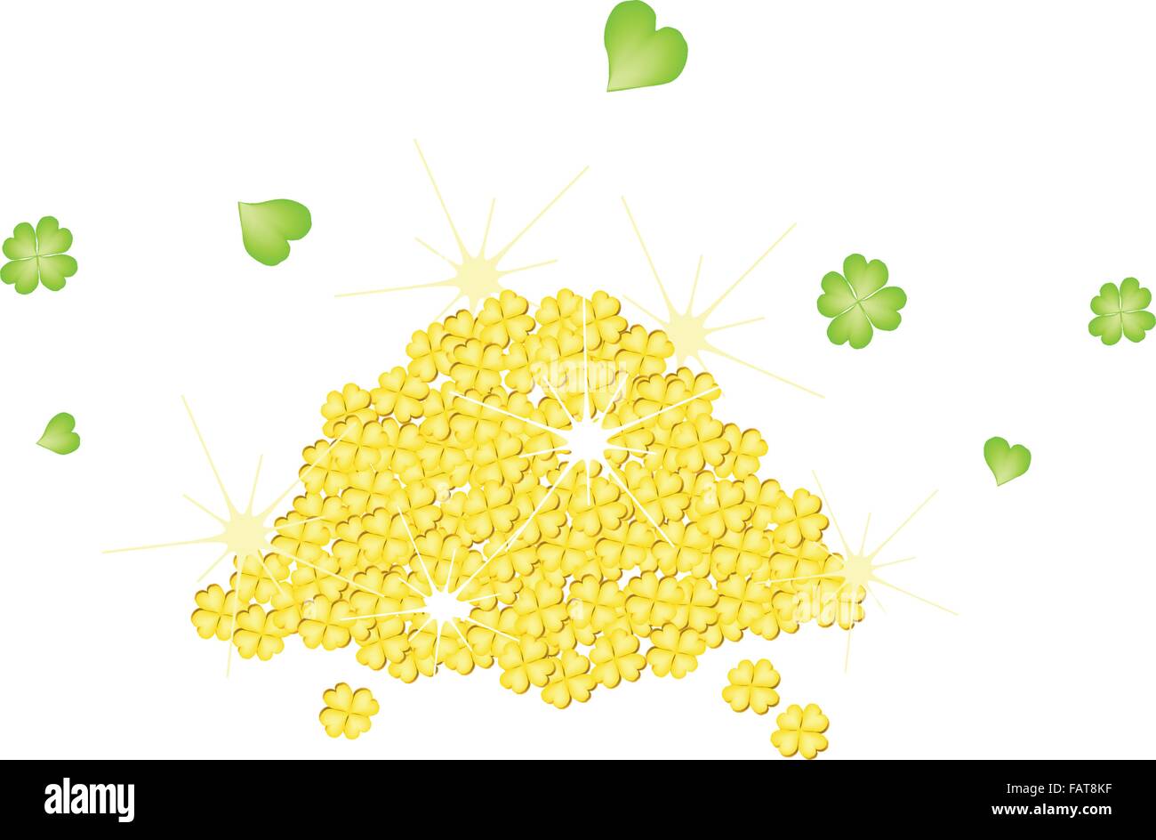 Symbols for Fortune and Luck, An Illustration A Stack of Golden Four ...