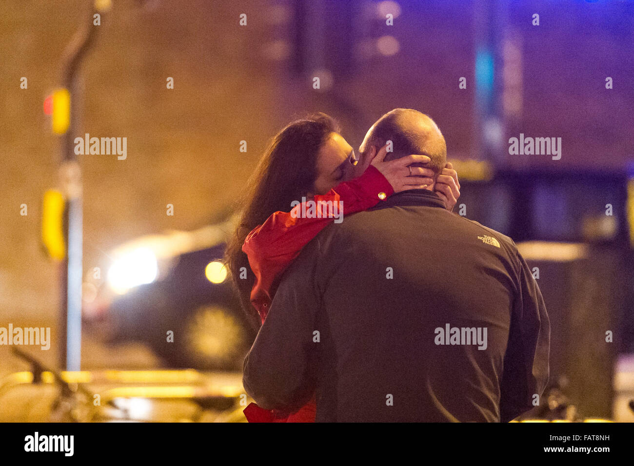 A couple kiss outside Cardiff Castle Stock Photo - Alamy