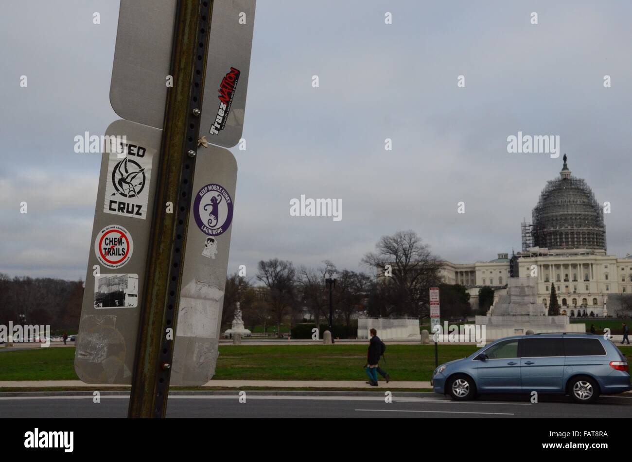 ted cruz sticker on lamppost outside capital building washington dc ...