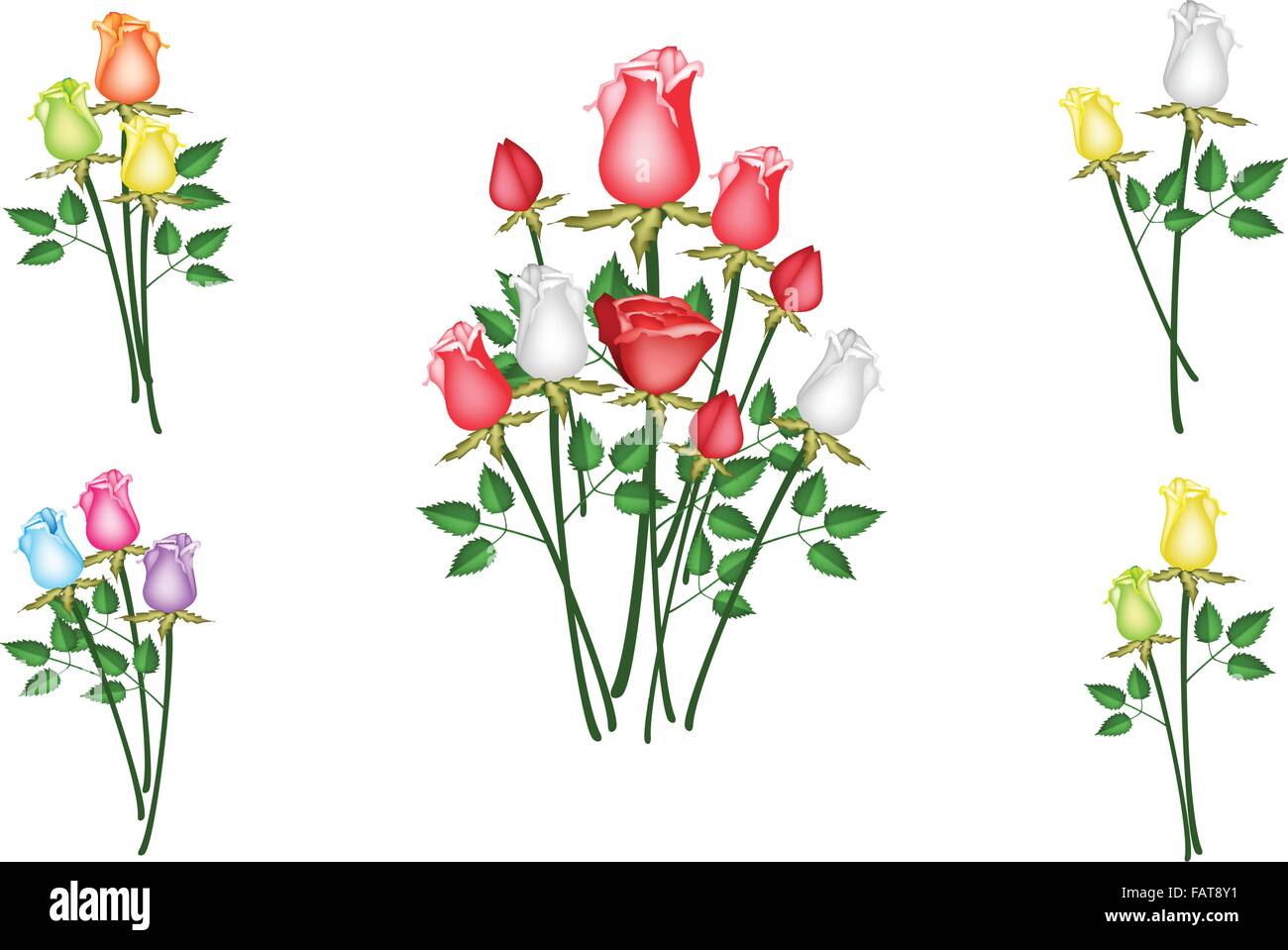 A Symbol of Love, Illustration of Beautiful Roses Arrangements with ...