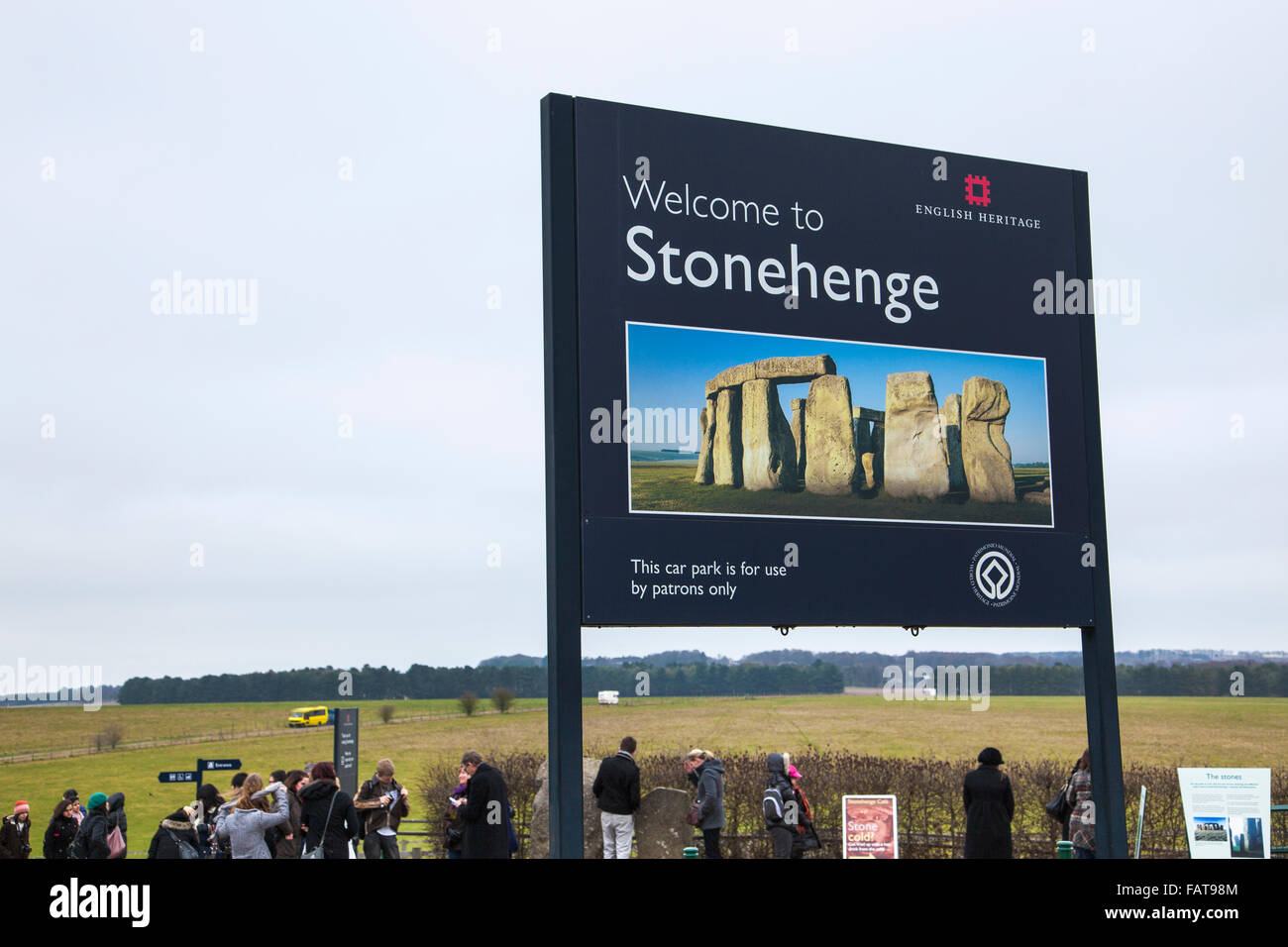 'Welcome to Stonehenge' sign at the site of the historic Stonehenge ...