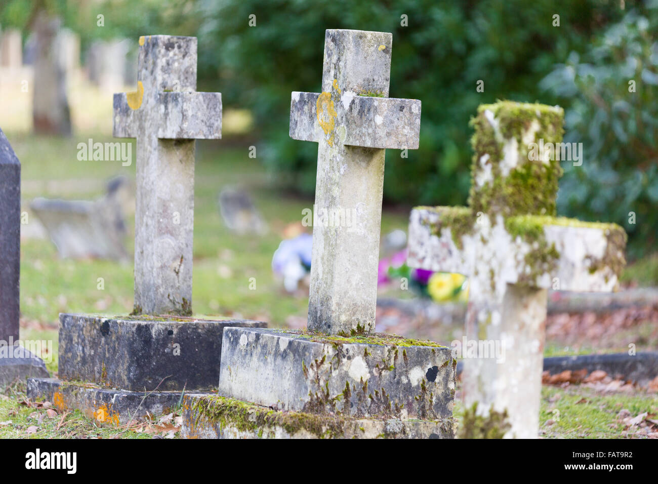 Three tomb crosses cemetery hi-res stock photography and images - Alamy