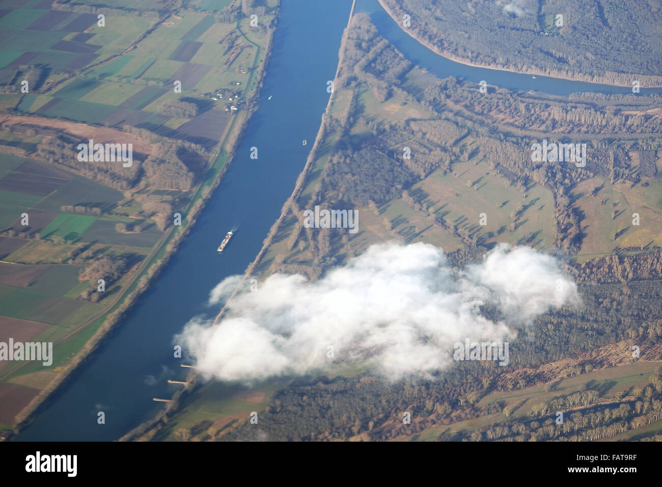 Aerial View Rhine with inflow Stock Photo - Alamy