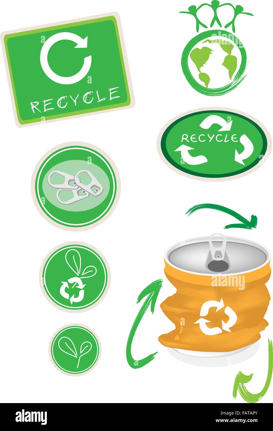 Recycle Concept Or Save The Earth Concept, An Illustration Collection ...