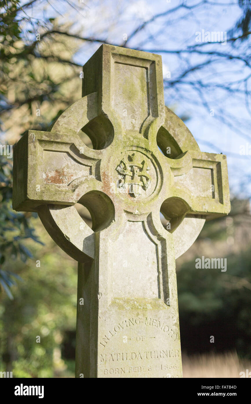Bright headstone in the afternoon sunshine Stock Photo - Alamy