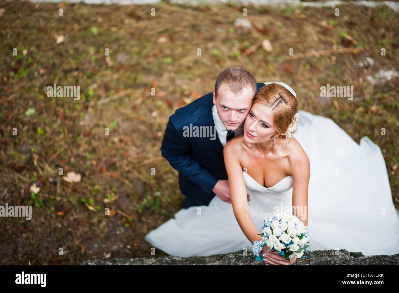 Top view wedding couple lying hi-res stock photography and images - Alamy
