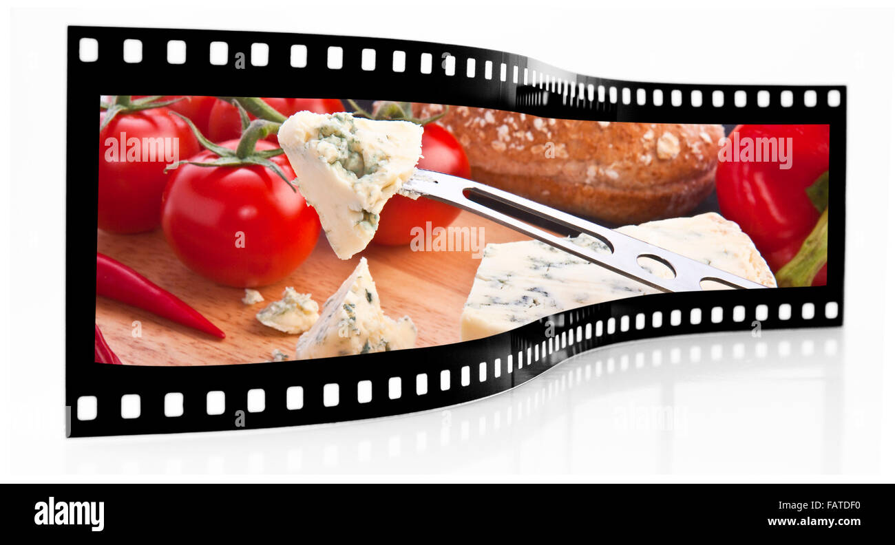 Cheese film strip Stock Photo - Alamy
