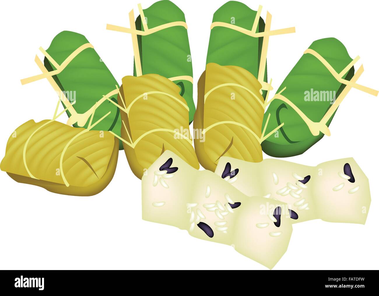 Thai Dessert, Freshly Homemade of Bananas in Sticky Rice Made From ...