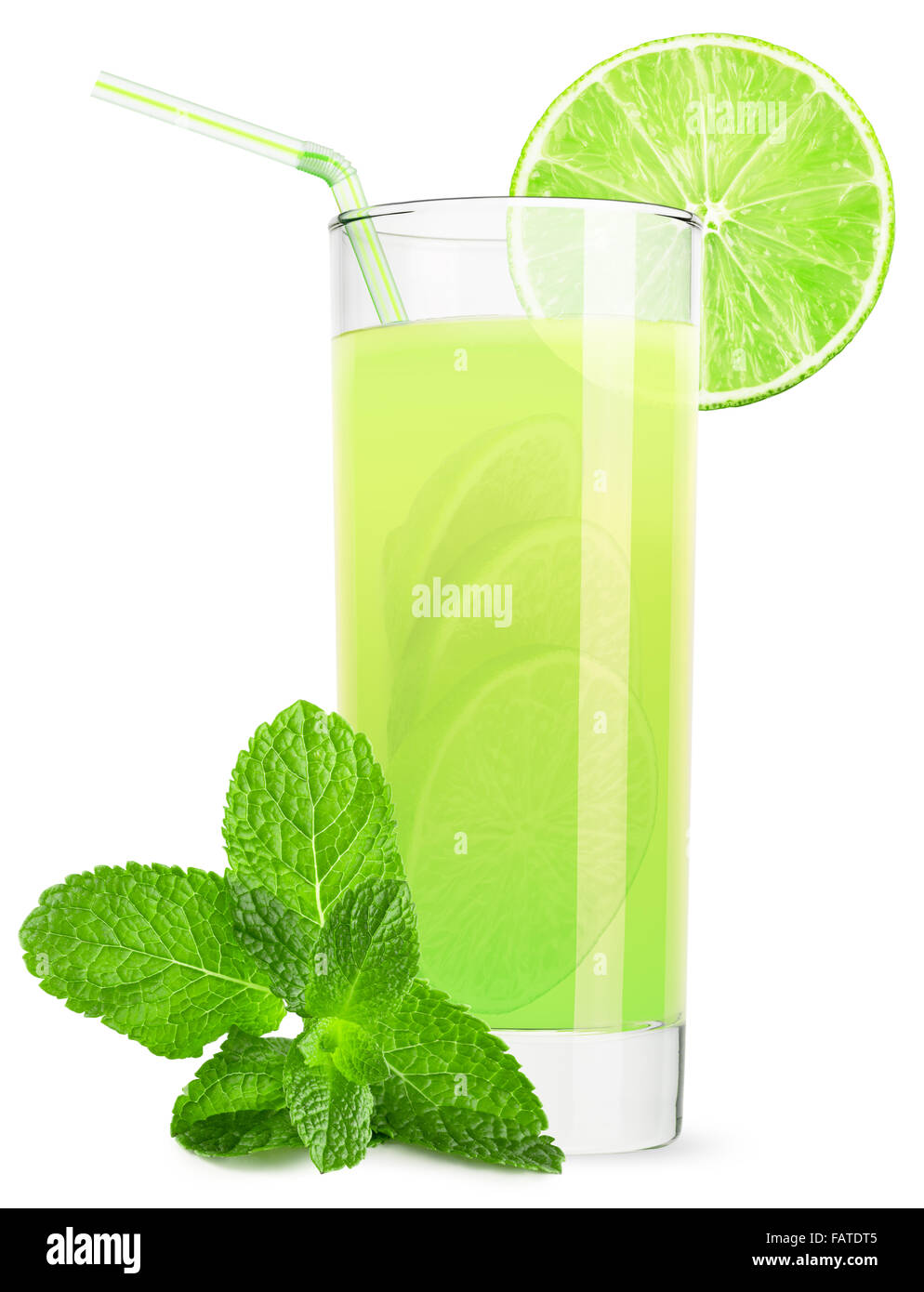 glass of lime juice isolated on white background Stock Photo - Alamy