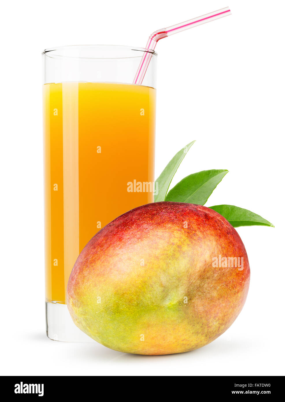 glass of mango juice isolated on white background Stock Photo - Alamy