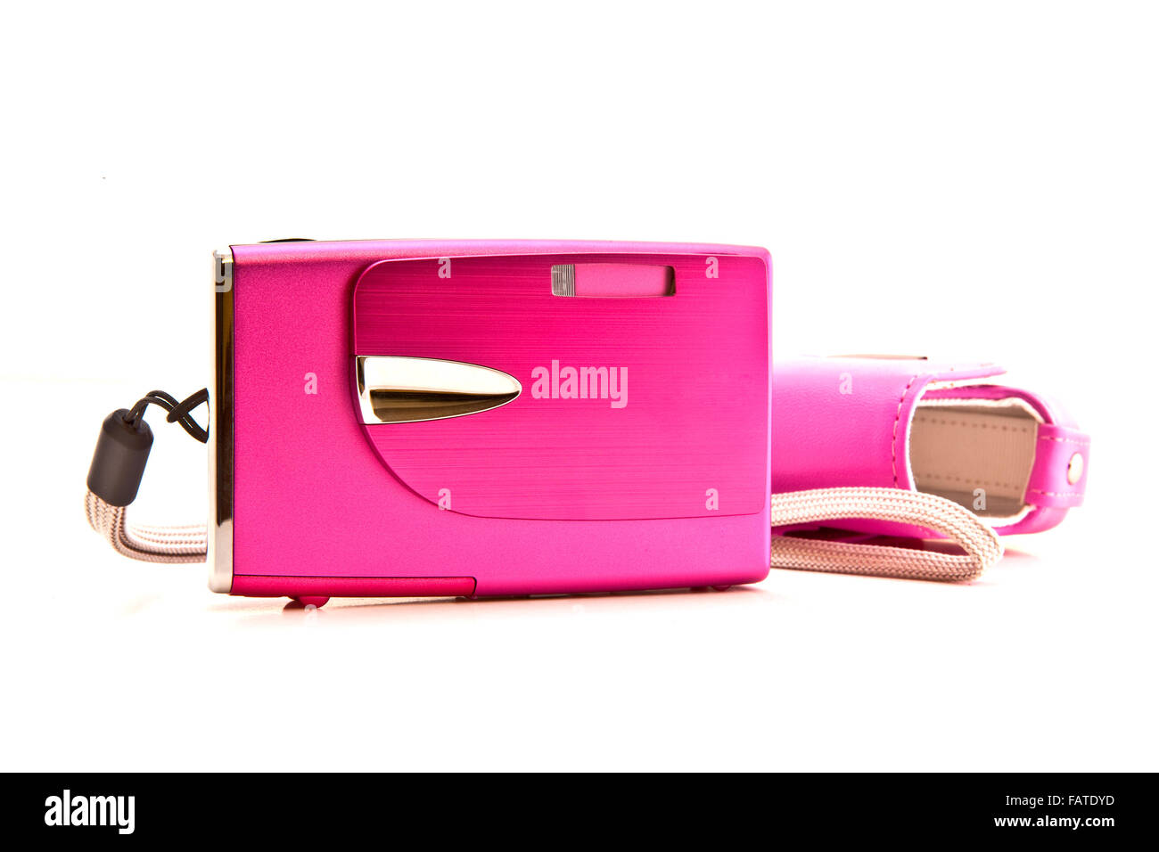Pink compact camera on a white background Stock Photo - Alamy