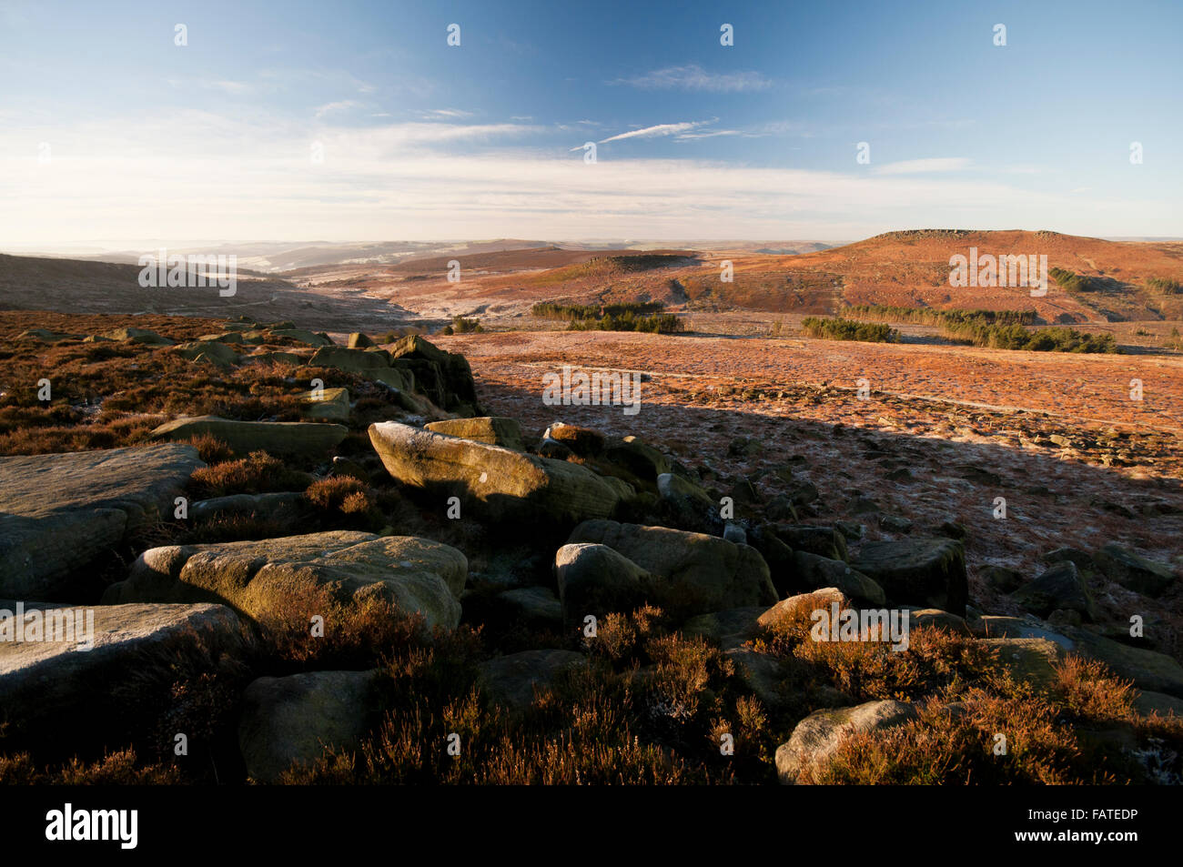The view West from Burbage Rocks, looking in the direction of Carl Walk ...