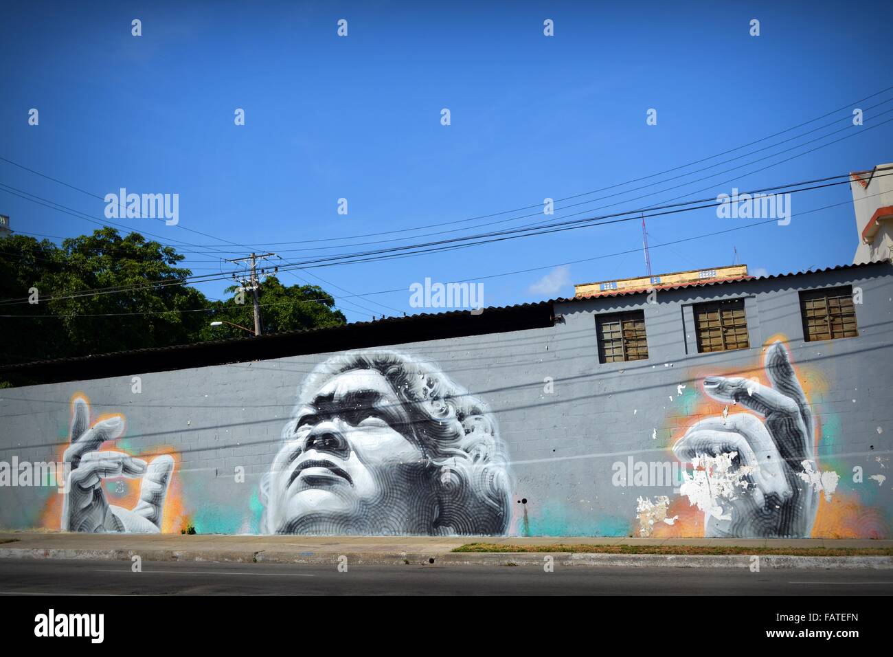 Cuban street art in Havana; this mural is of an illuminated Cuban ...