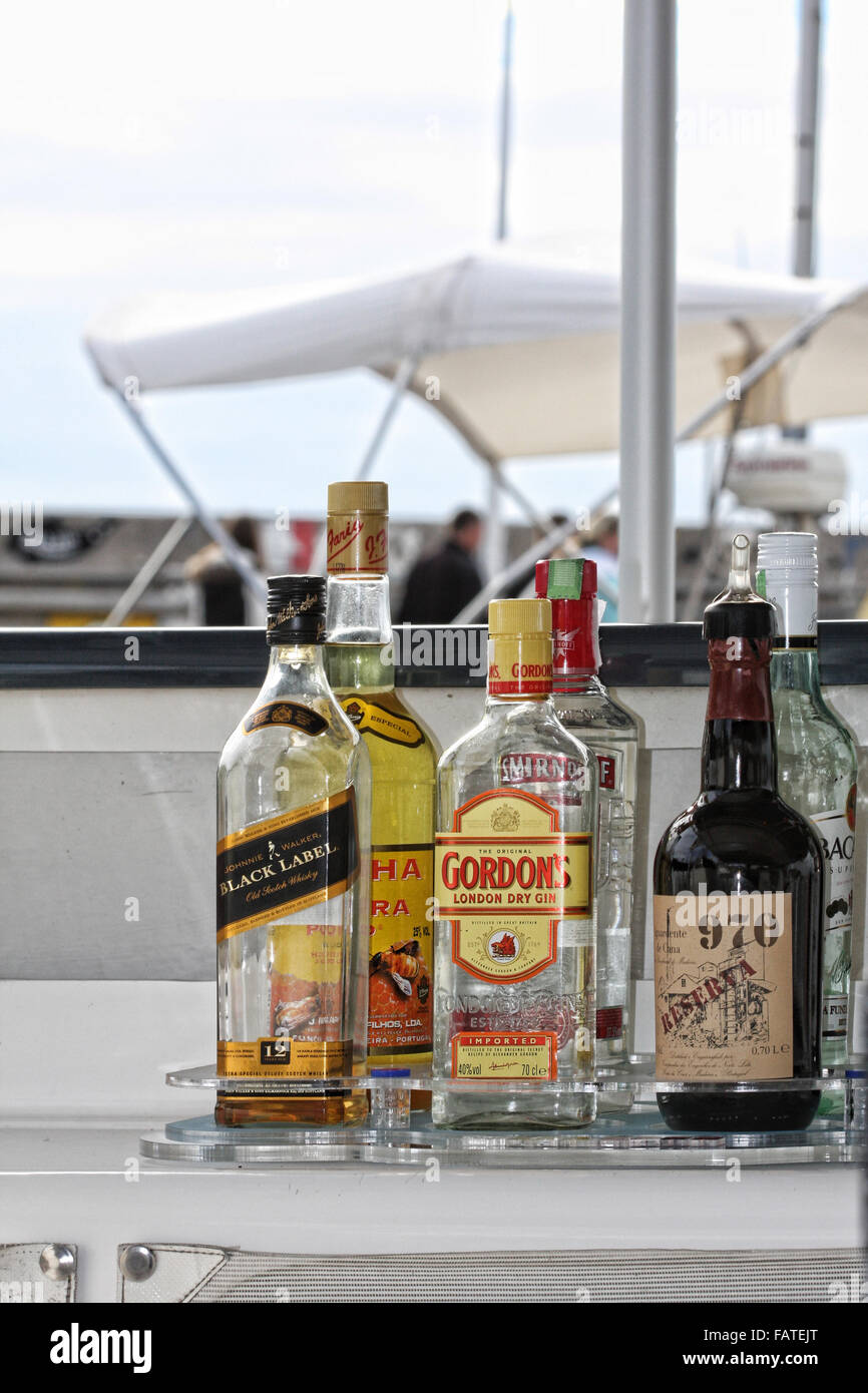 Bottles of Spirits on a Boat in Funchal Madeira Stock Photo - Alamy