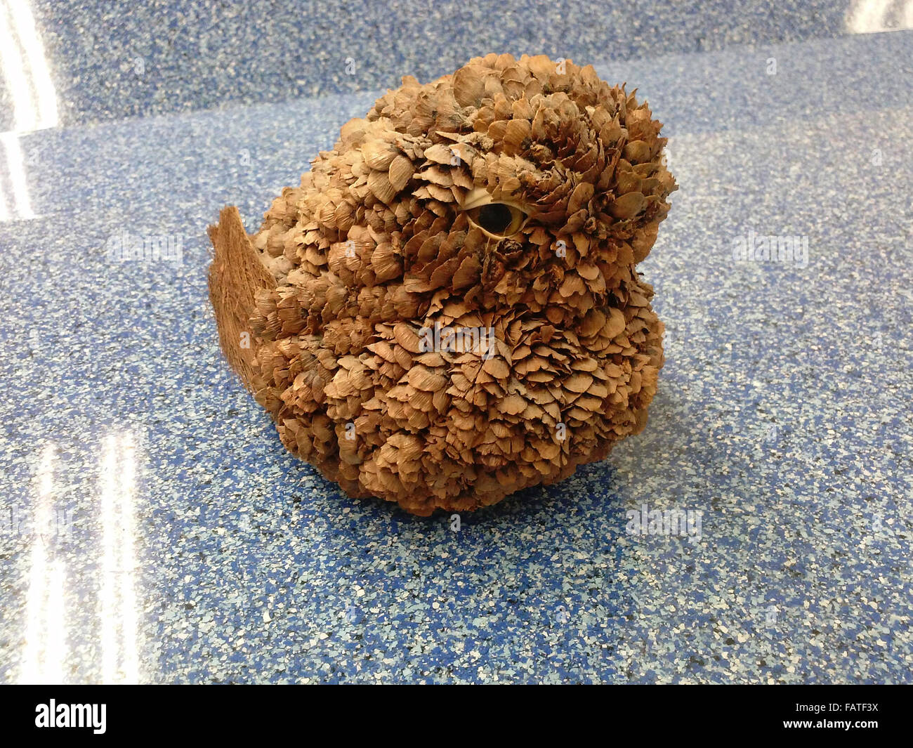 A bird sculpture created from organic plant material seen in New York ...