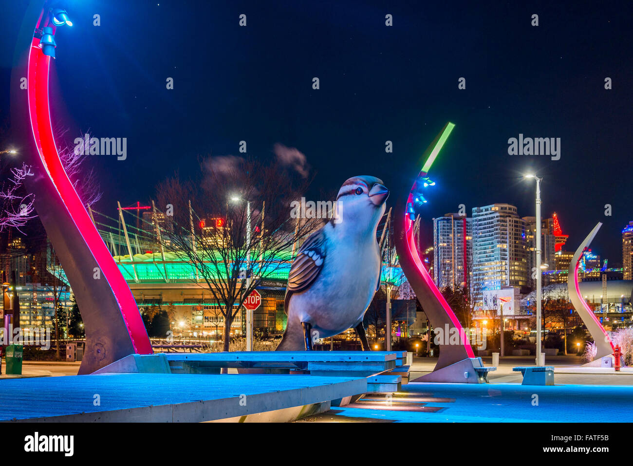 Giant Sparrow sculpture, "The Birds" by artist Myfanwy MacLeod, Olympic ...