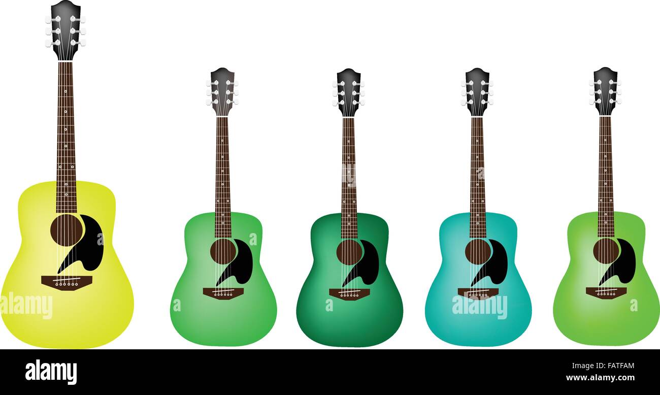 Music Instrument, An Illustration Collection Different Shade of Green ...