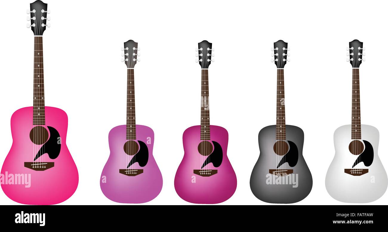 Music Instrument, An Illustration Collection Different Shade of Pink ...
