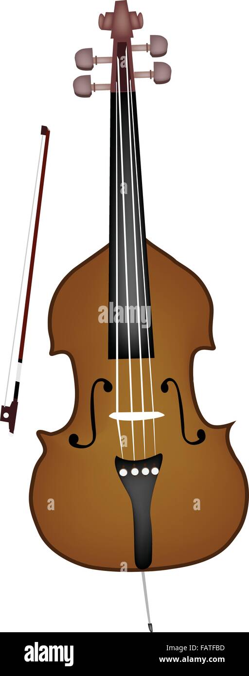 Music Instrument, An Illustration of A Beautiful Double Bass and Bow on ...